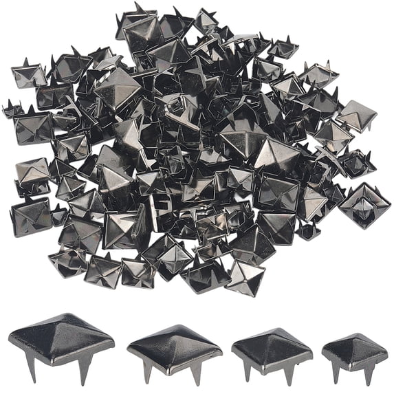200Pcs 4 Sizes Square Metal Studs Spikes Pyramid Shaped Nail Head Studs ...