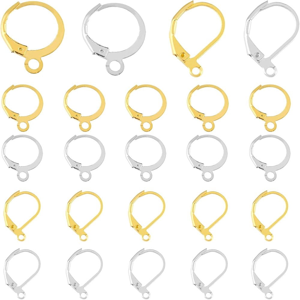 200Pcs 4 Style Iron Leverback Earring Findings with Horizontal Loops ...