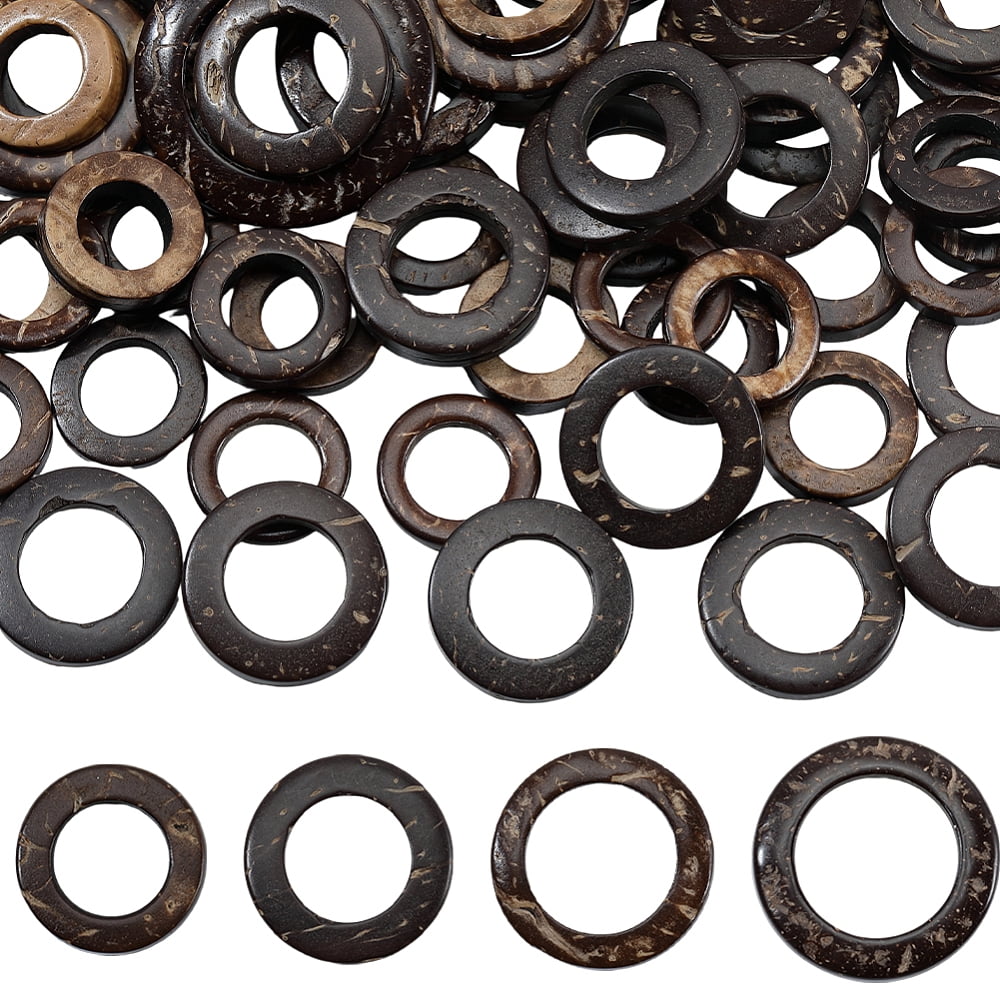 200Pcs 4 Styles Coconut Linking Rings Ring Wood Jewelry Findings ...