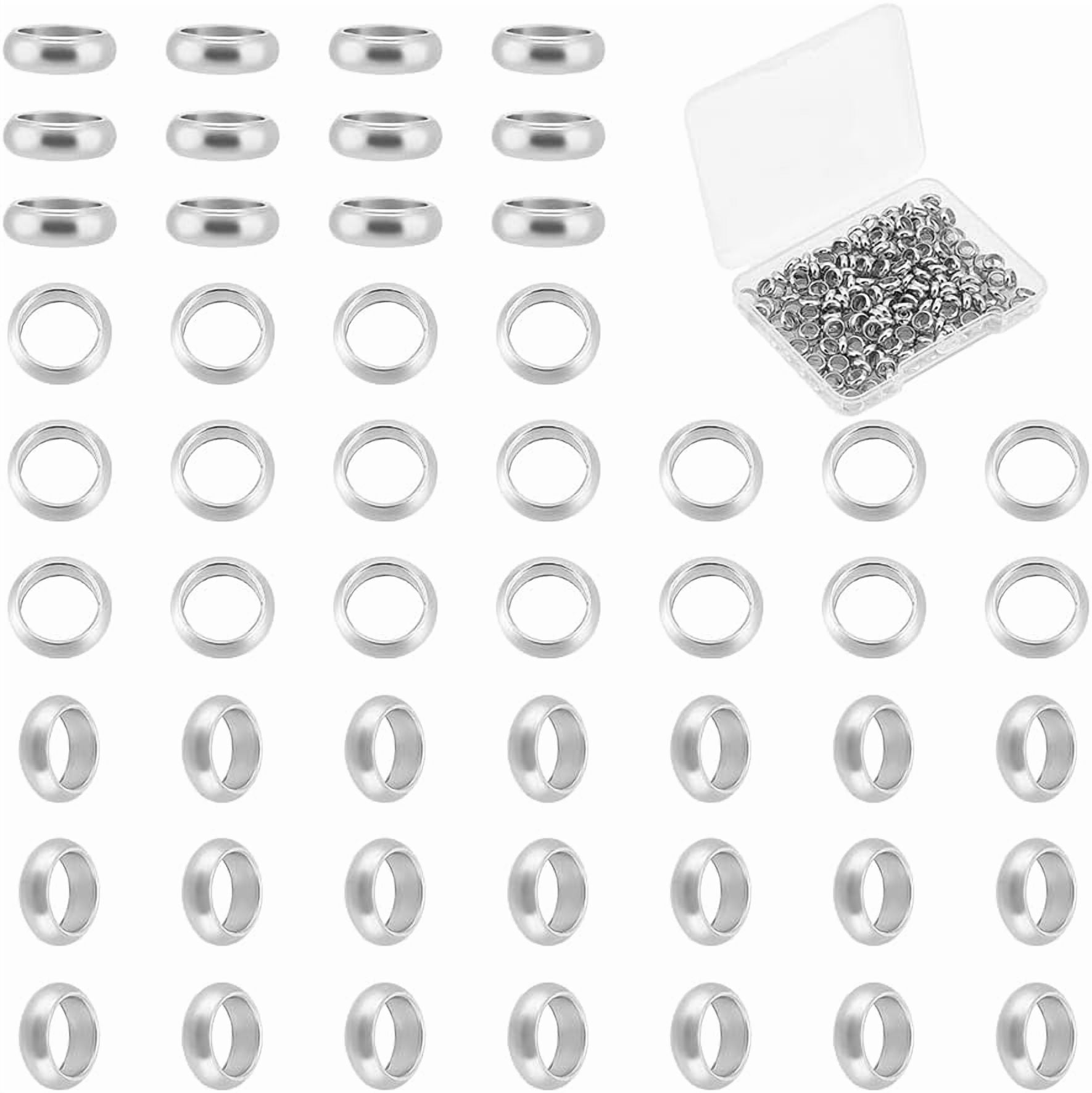 200Pcs 4mm Hole Small Ring Loose Beads Stainless Steel Spacer Beads ...