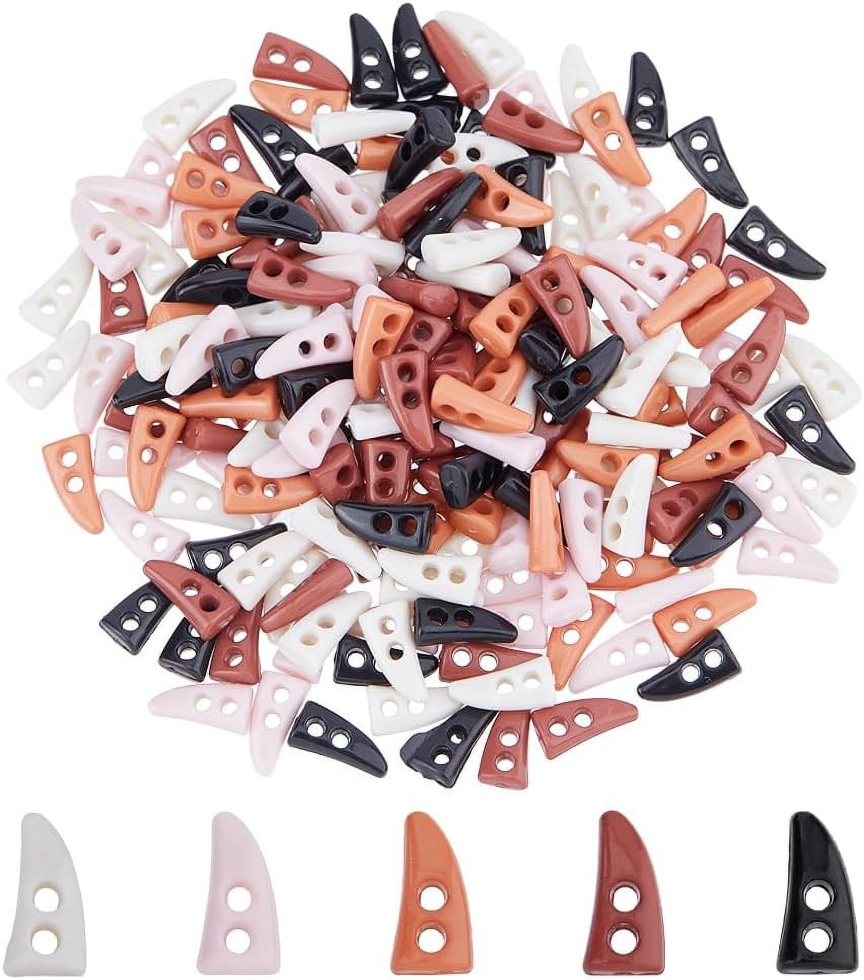 200Pcs 5 Colors Mini Toggle Buttons 2 Hole Doll Clothing Buttons 10x5mm ...