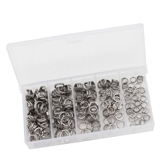 200Pcs 5 Size Fishing Split Rings 9mm 8mm 7mm 6mm 5mm Fishing Hook ...