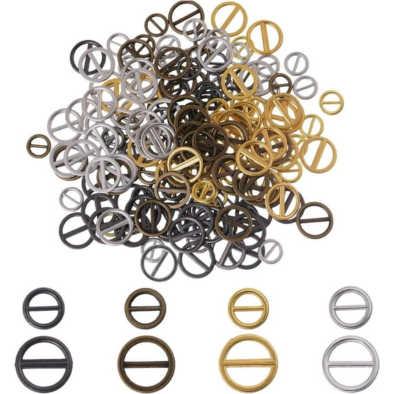 200Pcs 8 Styles Mini Round Slide Buckles Tri-Glide Buttons Adjustable Buckle Fasteners 9/12mm ...