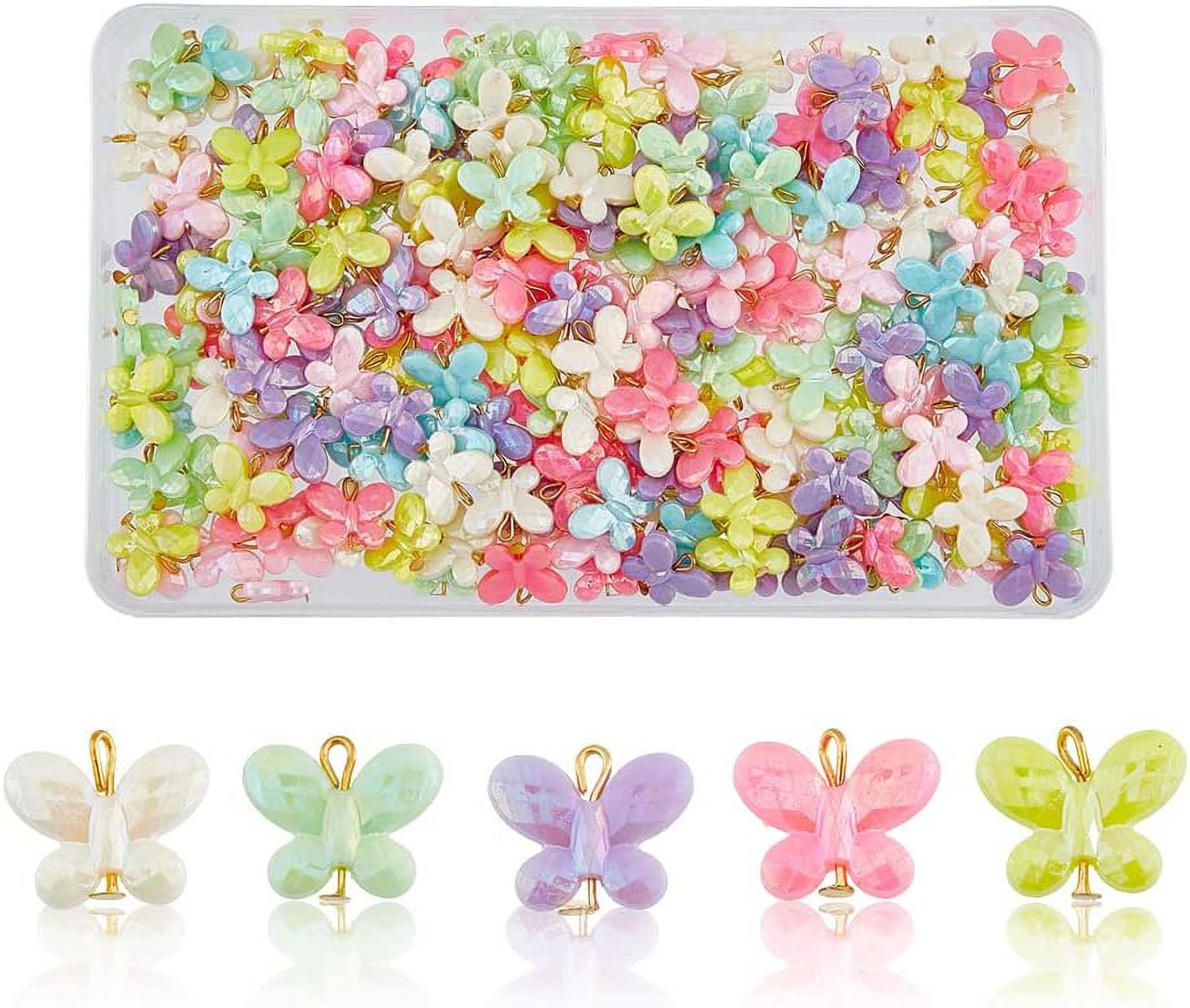 200Pcs Acrylic Butterfly Charms Set Mixed Color Butterfly Pendant ...