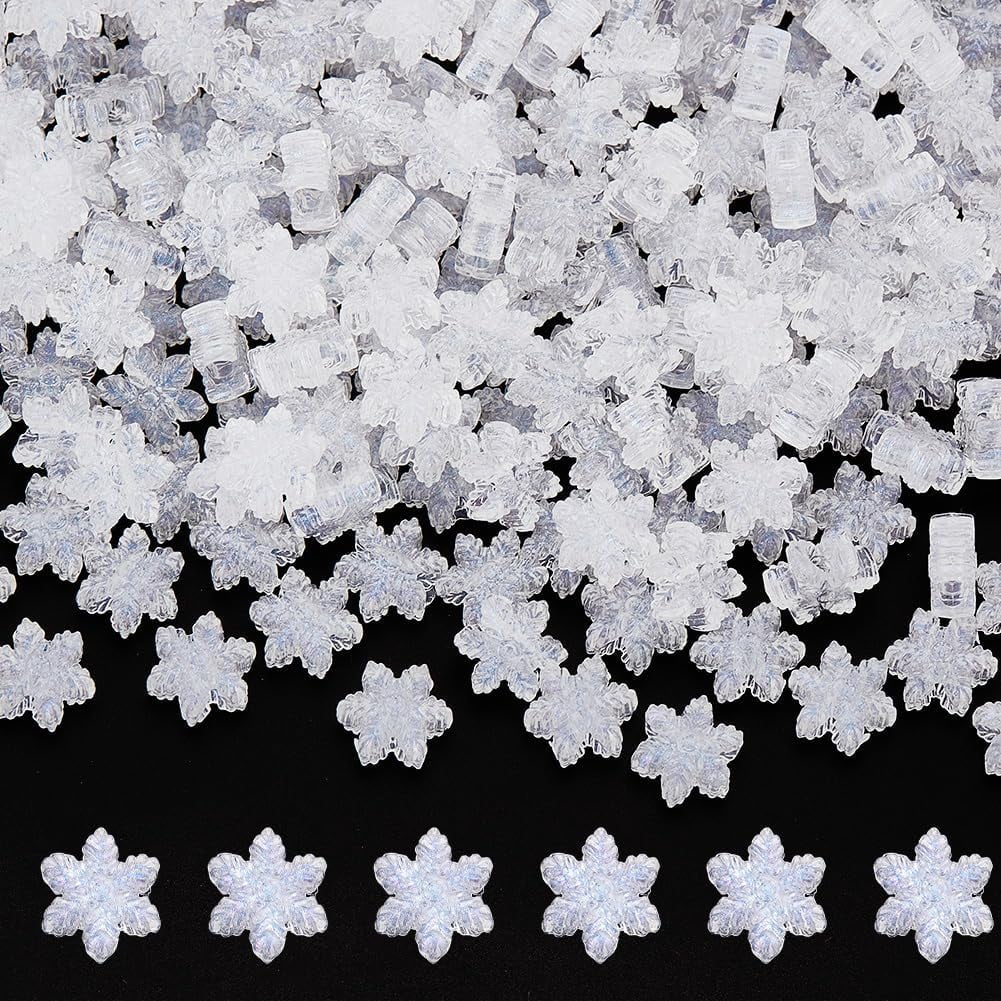 200Pcs Acrylic Snowflake Beads 14.5mm Clear Snowflake Spacer Beads ...