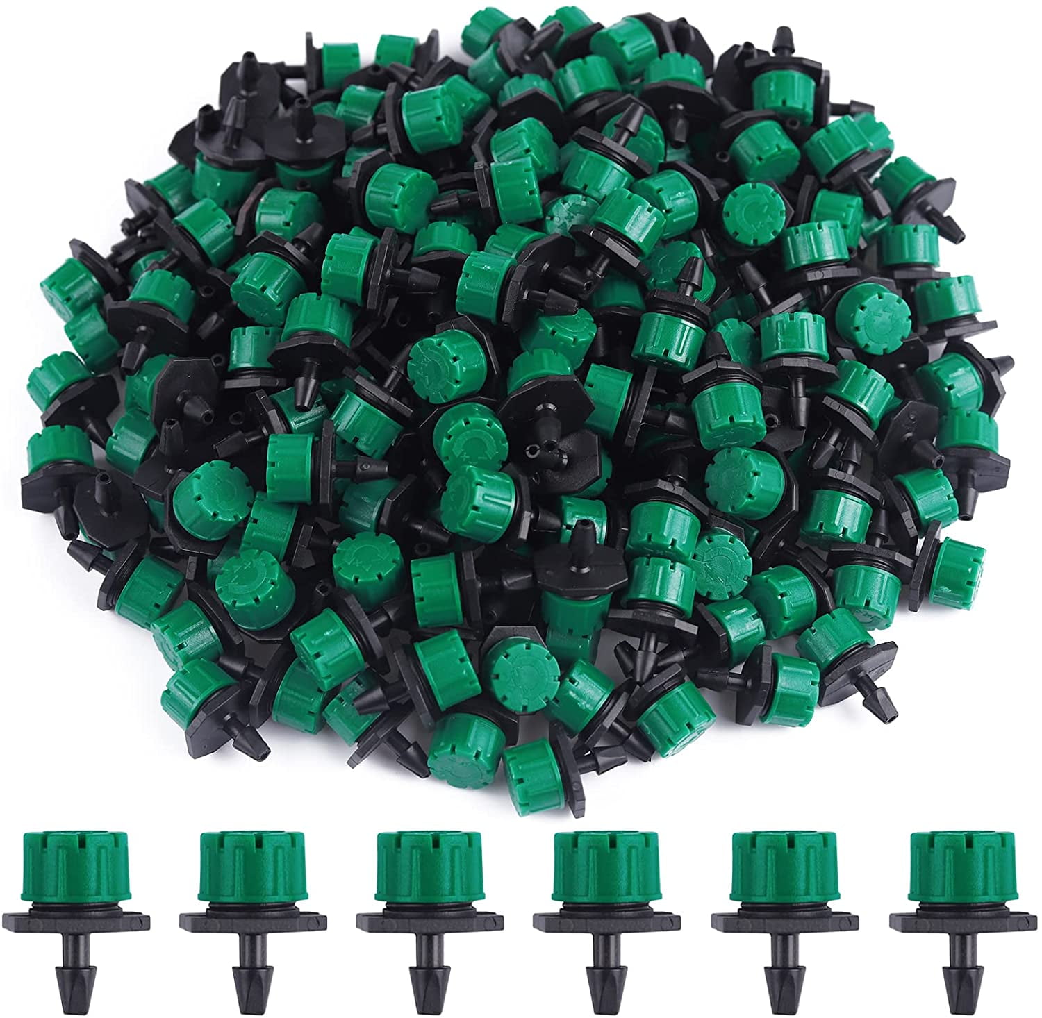 200Pcs Adjustable Irrigation Drippers, 1/4 Inch Barbed Drip Emitter 360 ...