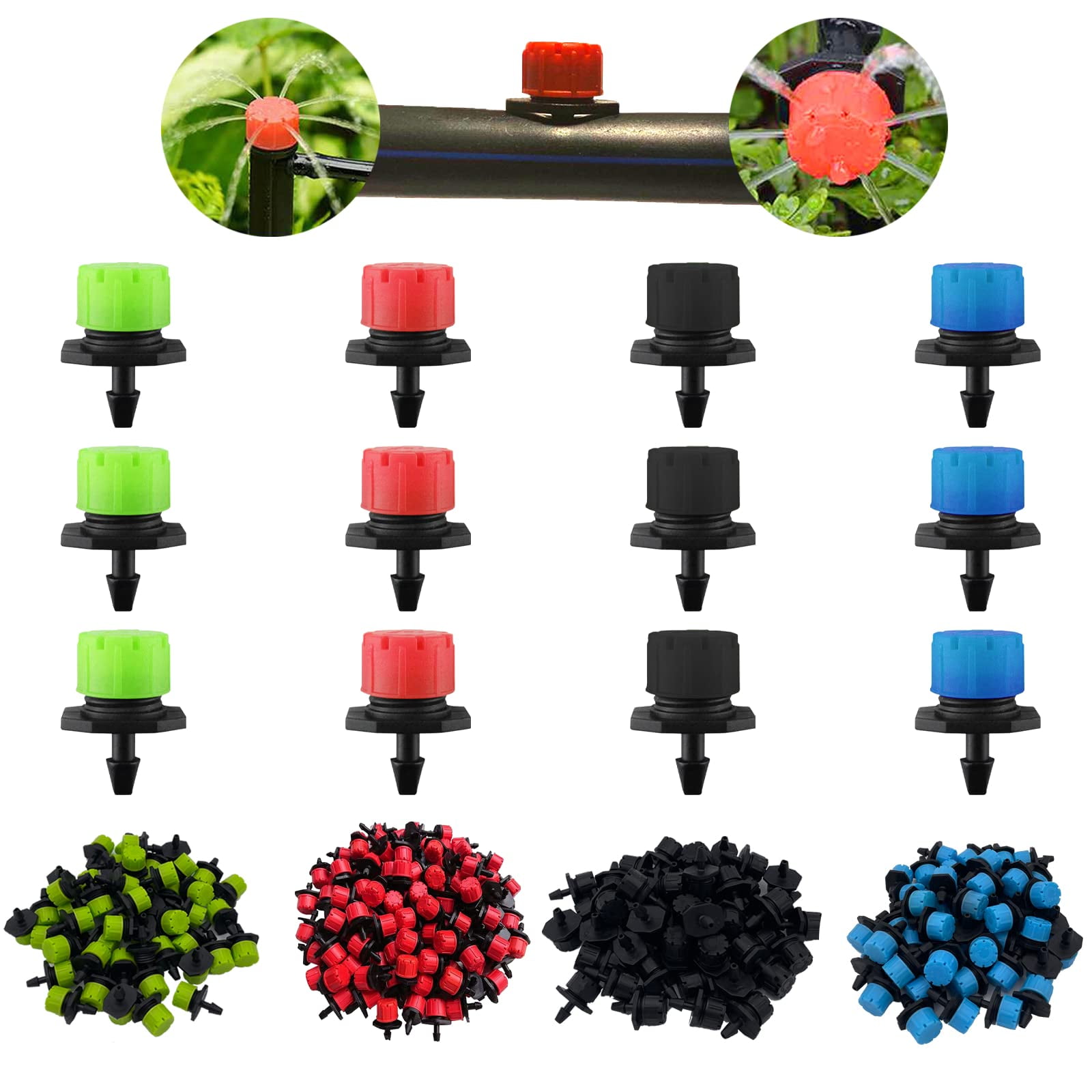 200Pcs Adjustable Irrigation Drippers Sprinklers,HOINCO 360 Degree 1/4 ...