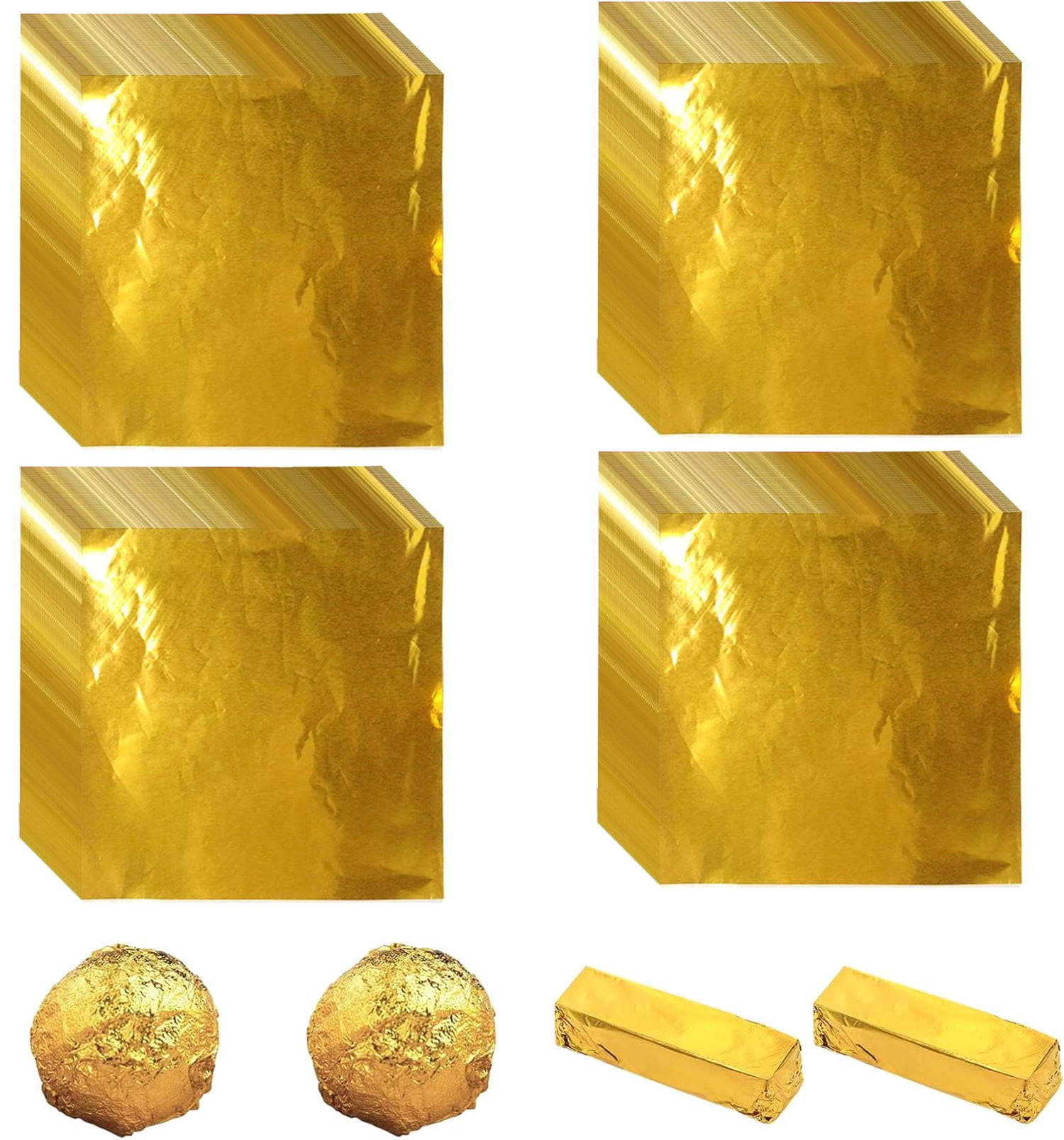 200Pcs Aluminium Foil Candy Wrappers,Bexikou Food Package Paper, Gold ...