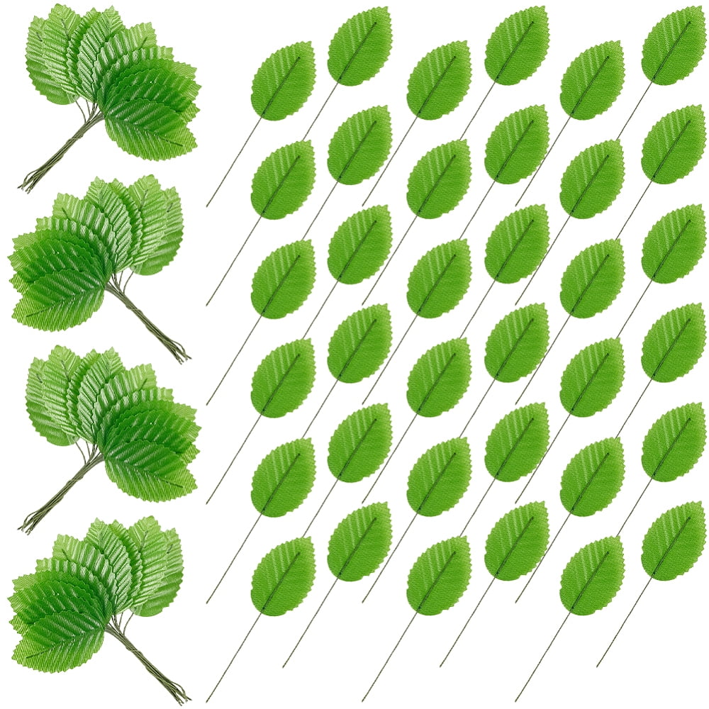 200Pcs Artificia Green Leaves Silk Greenery Stems Artificial Leaf Stems ...
