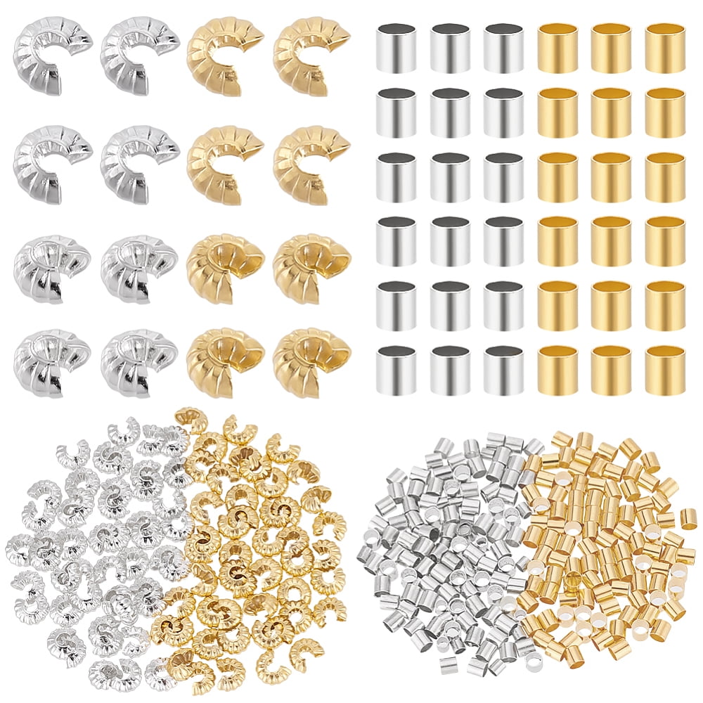 200Pcs Basic Elements Crimp Tubes 2 Colors Metal Corrugated Crimp Beads ...