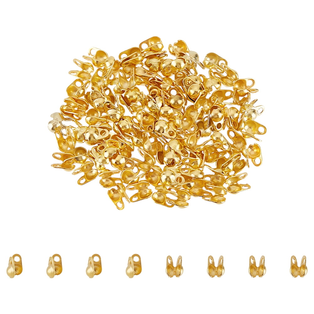 200Pcs Bead Tips 1.8mm Inner Clamshell Crimp Tips Metal Tiny Fold-Over ...