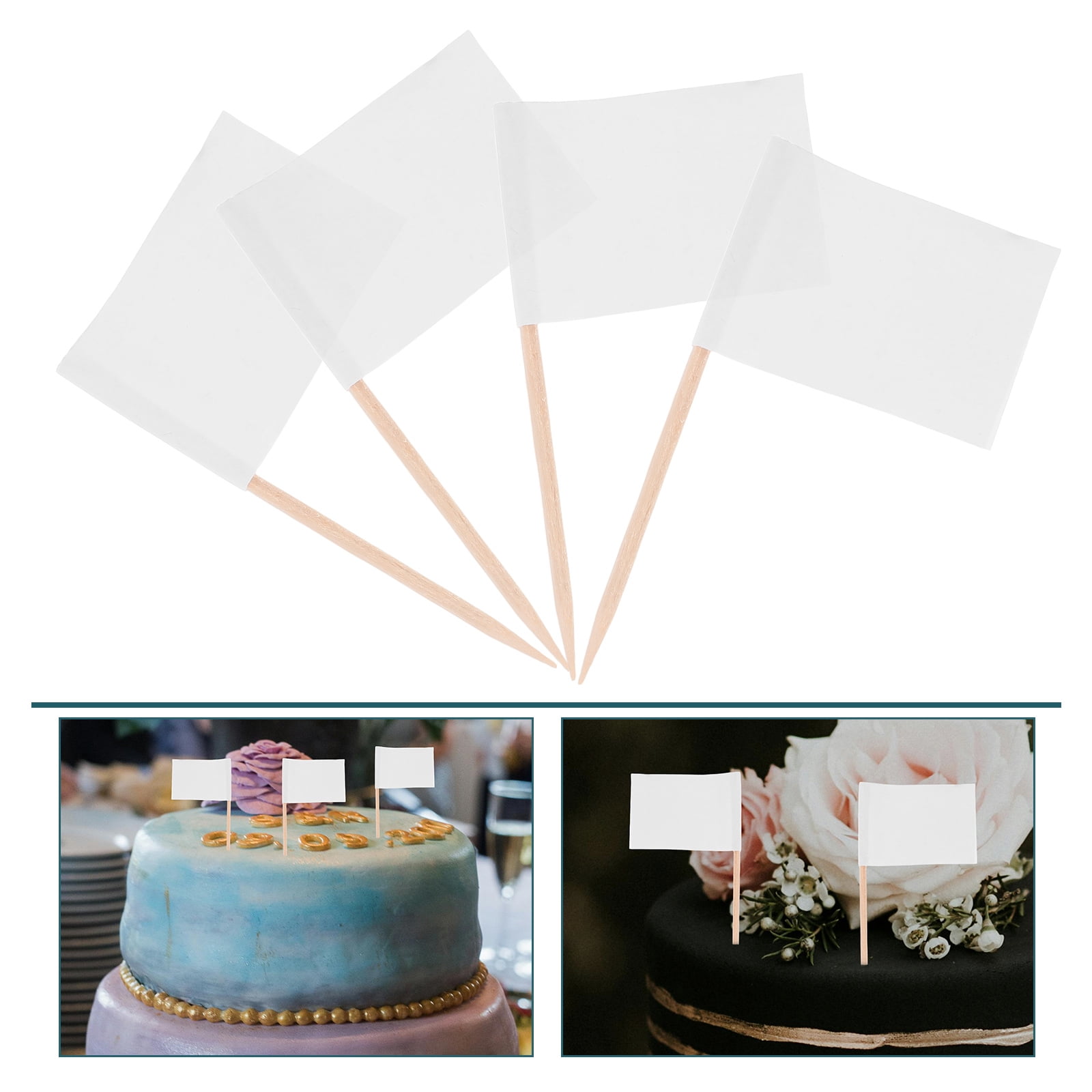 Healifty 200Pcs Small Blank White Toothpick Flags for Buffet Cheese and ...