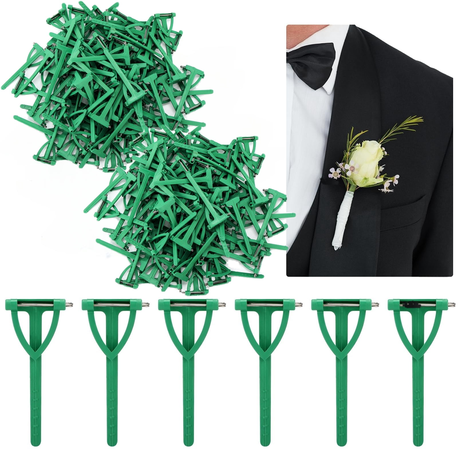 200Pcs Boutonniere Pins for Men, 2.68" x 1.1" T-Shaped Corsage Pin ...