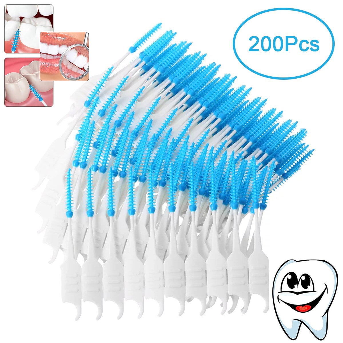 SkyAuks 200Pcs/Box Interdental Brushes, Braces Floss Picks, Soft ...