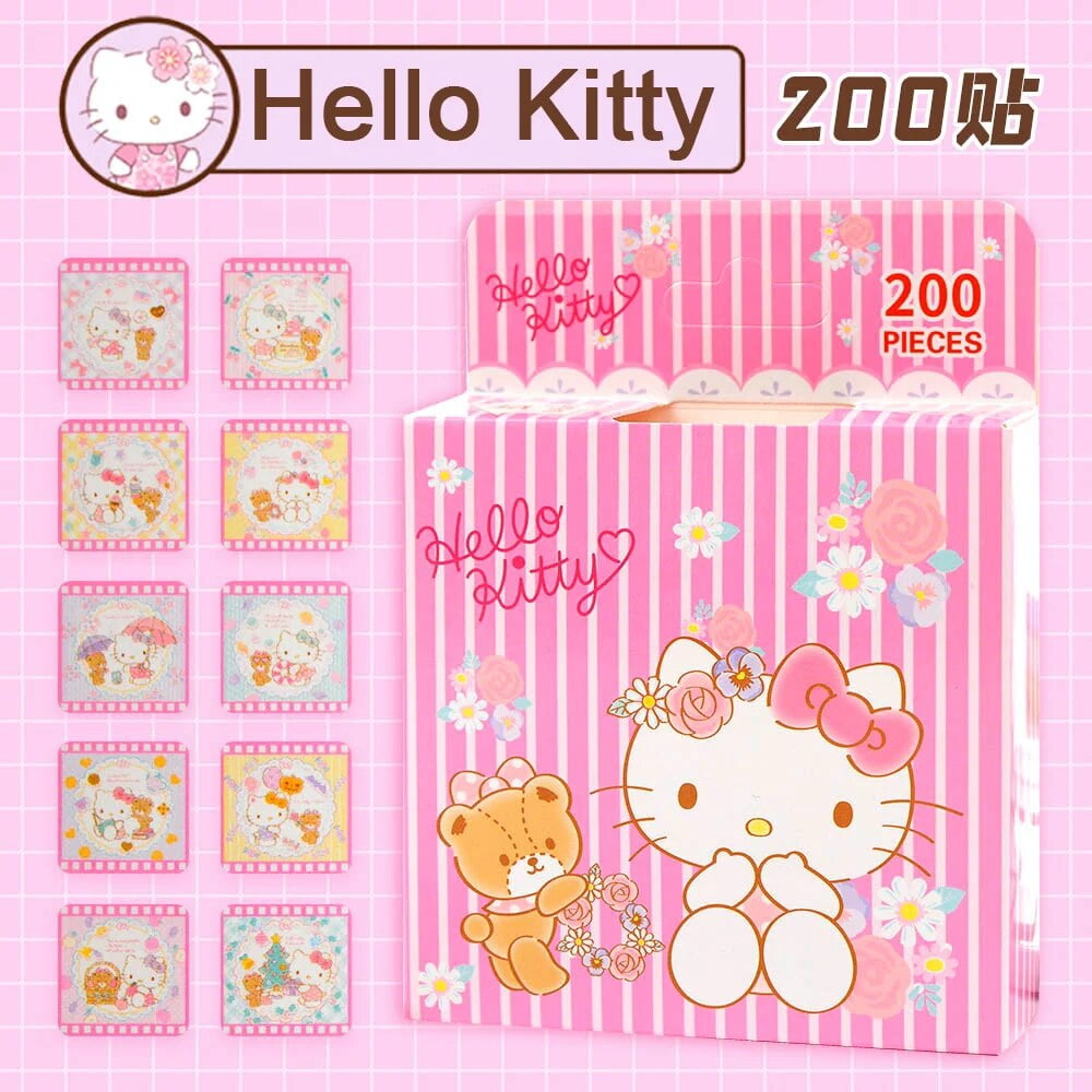 200Pcs/Box Sanrio Cartoon Pull Out Stickers Hello Kitty Kuromi Melody ...