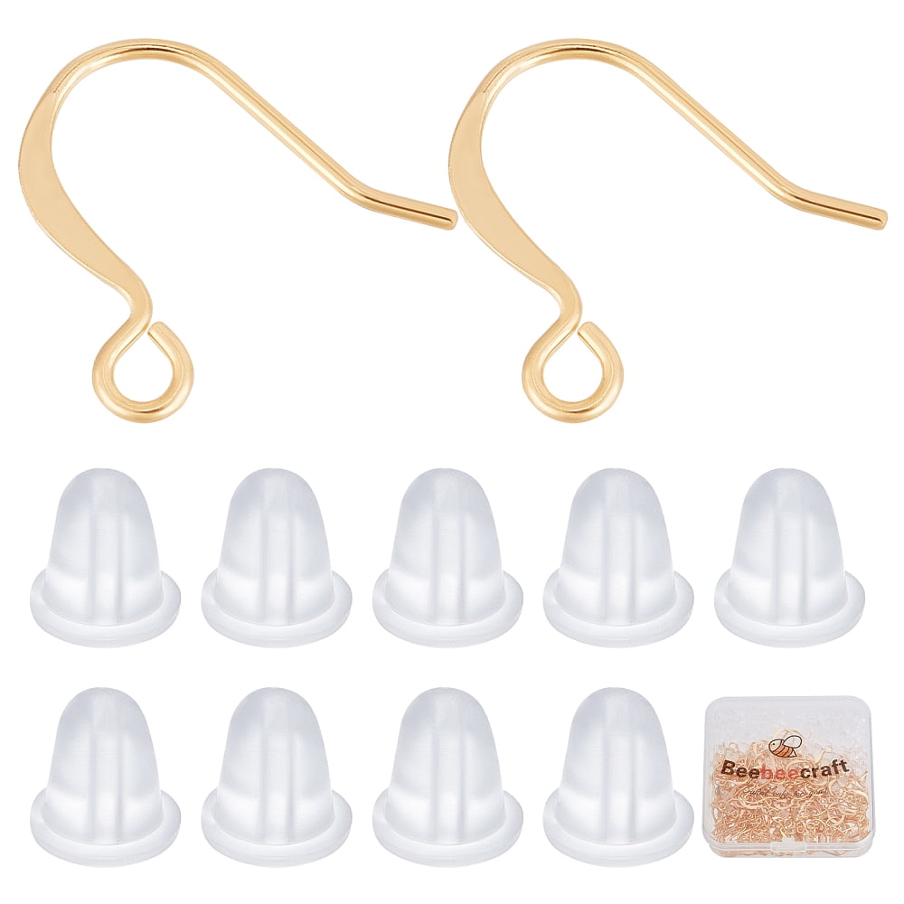 200Pcs Brass Earring Hooks with Horizontal Loop Long-Lasting Plated ...