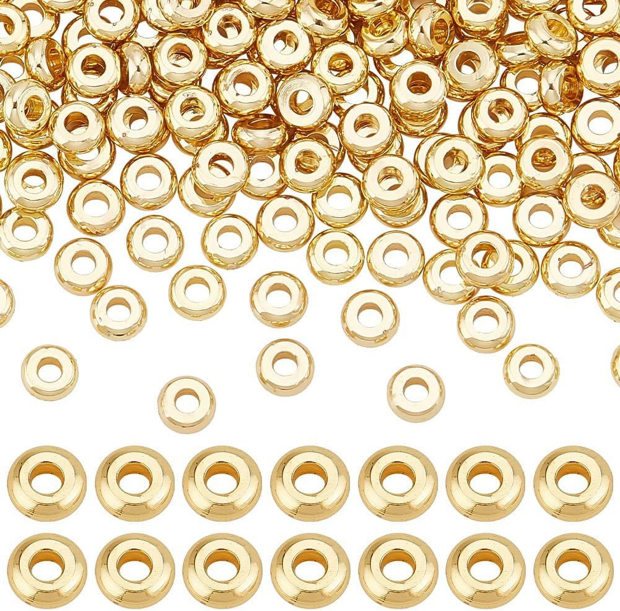 200Pcs Brass Spacer Beads Disc Real 18K Gold Plated 4x1.6mm Hole: 1.5mm ...