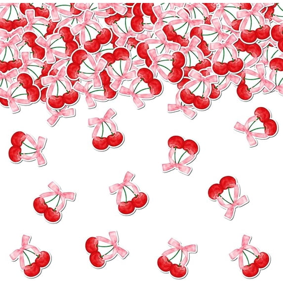 200Pcs Cherry Pink Bow Confetti Cherry Bridal Shower decor Double-Sided ...