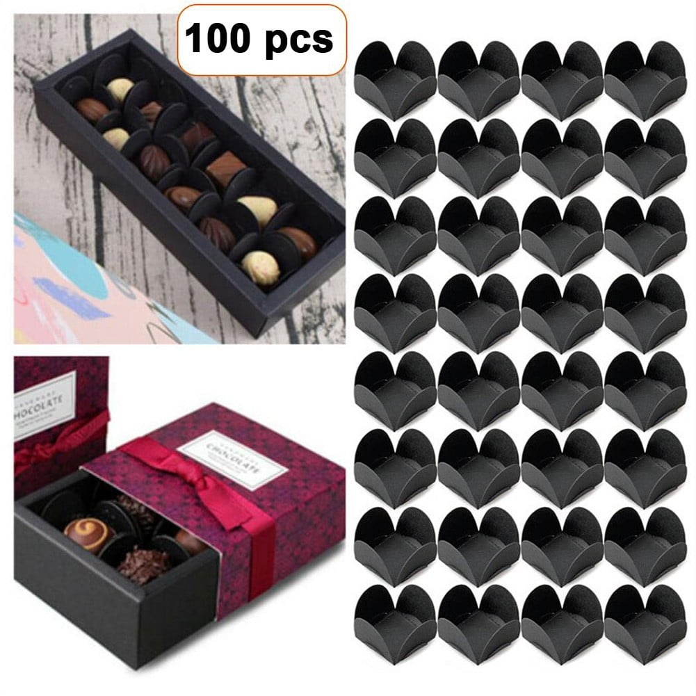 200Pcs Chocolate Boxes Packaging Stand Dessert Packaging Black Paper ...