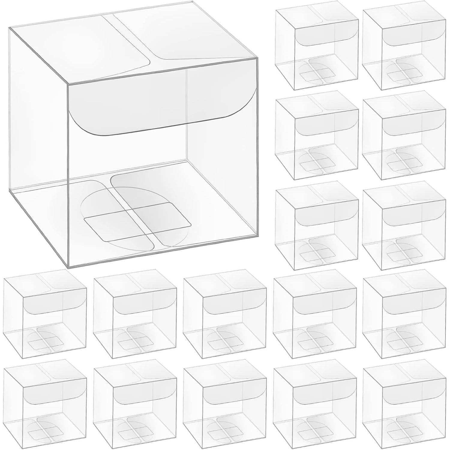 200Pcs Clear Favor Boxes Transparent Plastic Gift Box PET Treat Boxes ...