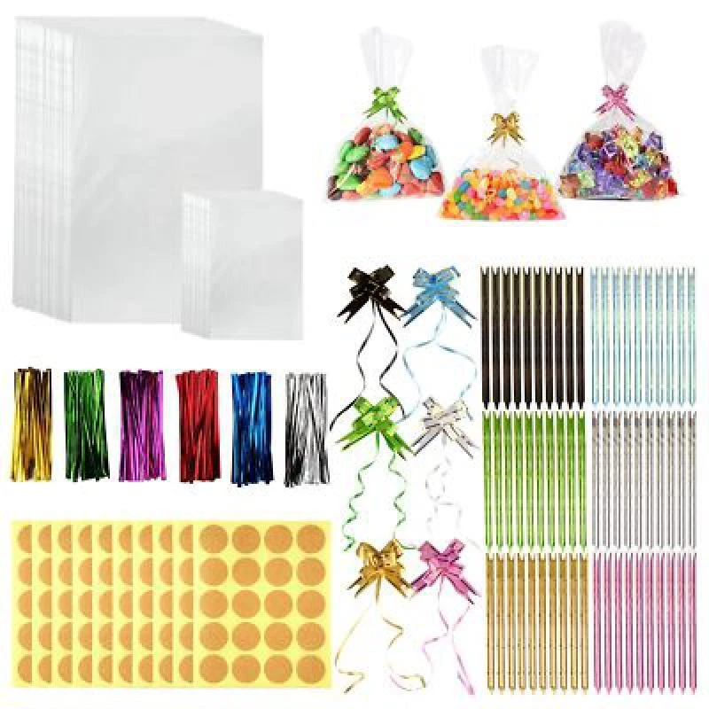 200Pcs Clear Gusset Cellophane Party Candy Gift Treat Favor Bags,30X20 ...