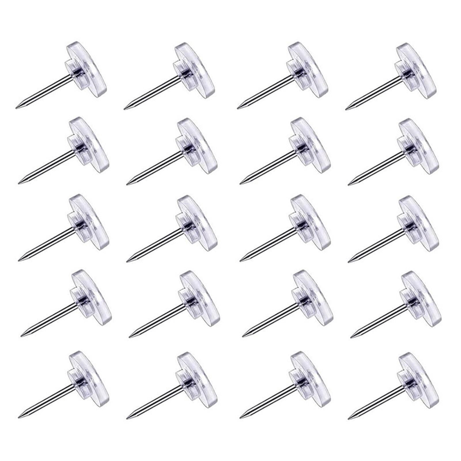 200Pcs Clear Push Pins Tacks, Thumb Tacks for Wall, Clear Plastic Head ...