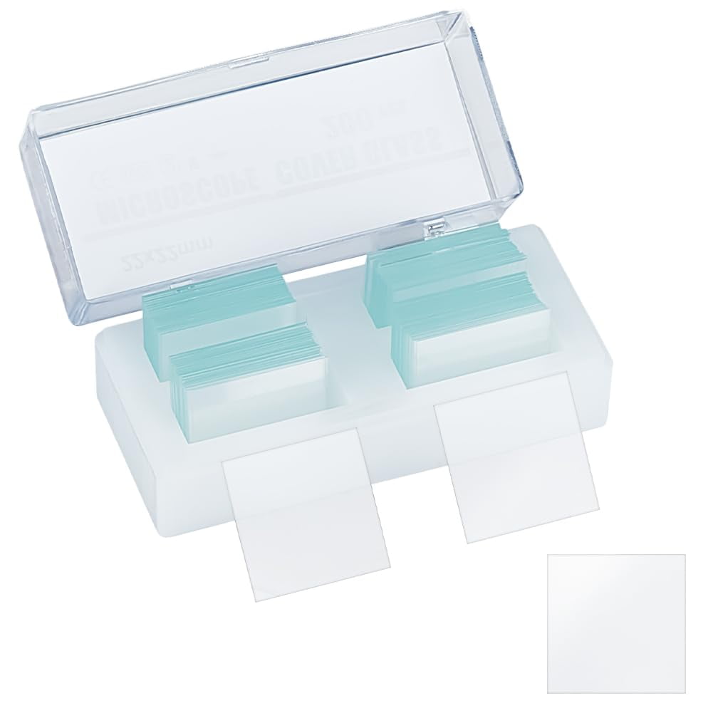 200Pcs Clear Standard Microscope Cover Slips 0.9x0.9 Inch Square Glass ...