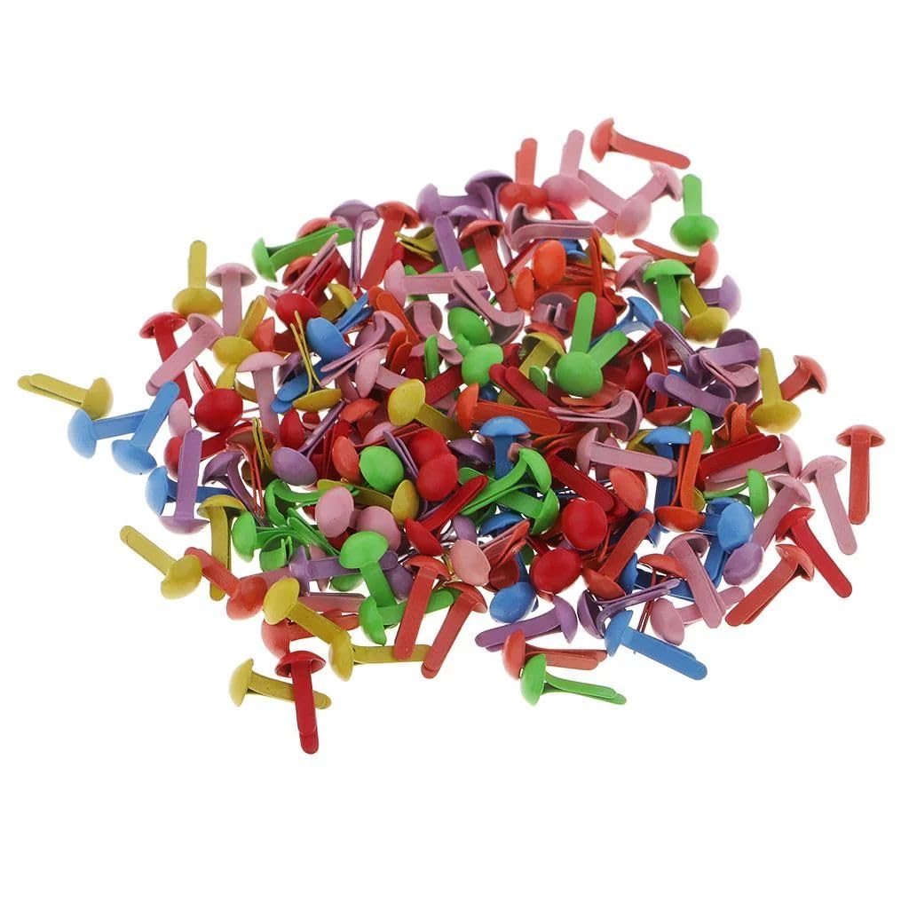 200Pcs Color Paper Fasteners, STF9 Mini Brads for Paper Crafts, 0.3" X ...