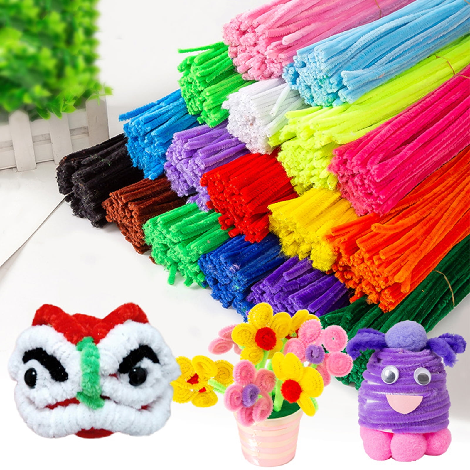 200Pcs Colorful Plush Pipe Cleaners Craft Kit Flexible & Bendable Wire ...