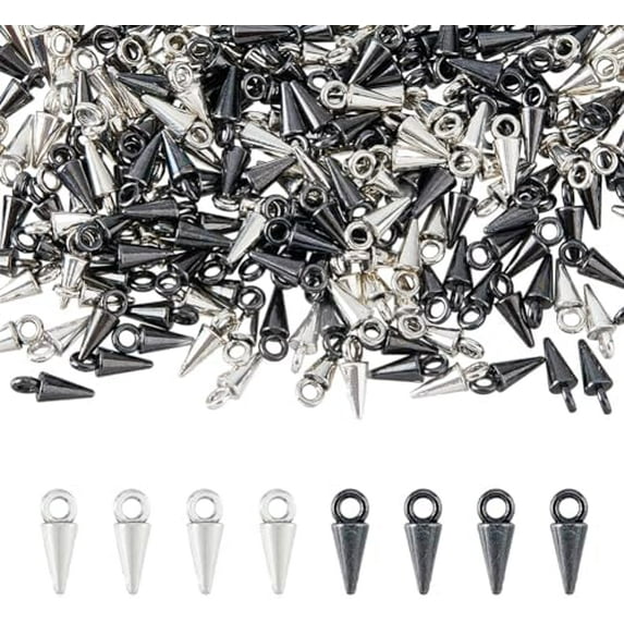 200Pcs Cone Charms Alloy Spike Pendants Hiphop Punk Style Long Spike ...
