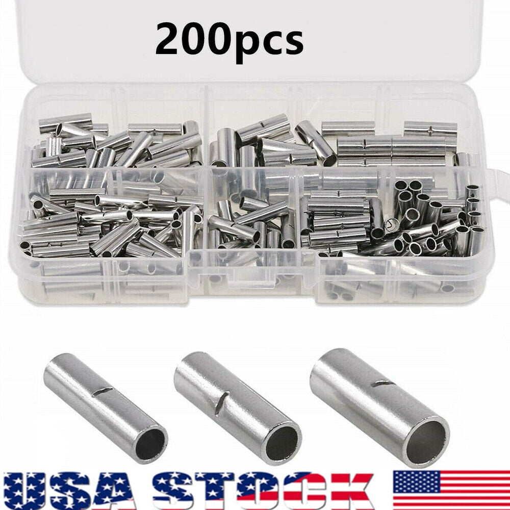 200Pcs Copper Bare Wire Splice Terminals Uninsulated Ferrules Crimp ...