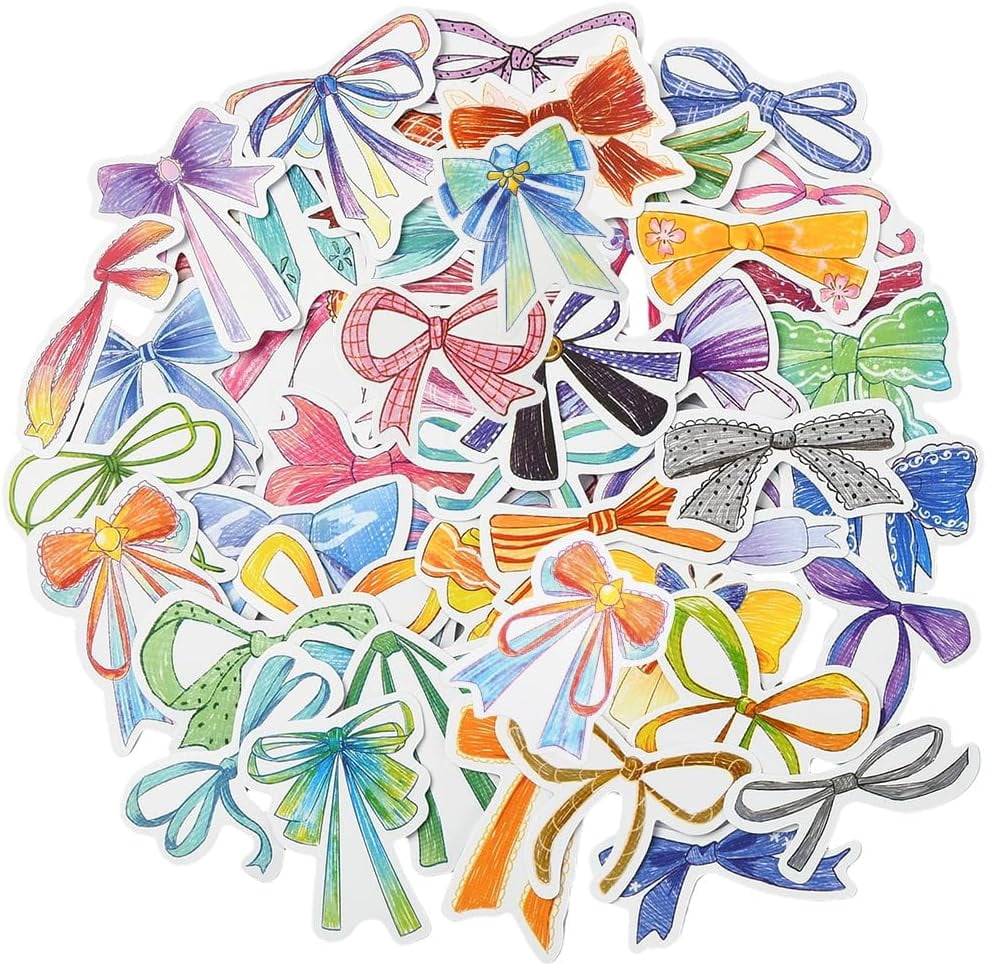 200Pcs Coquette Stickers Tie Decals Vintage Aesthetic Bowknot Retro PVC ...