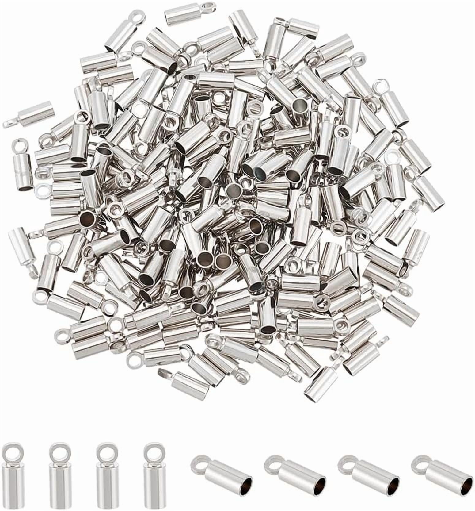 200Pcs Cord Ends Tiny 2mm Inner Round End Caps Column Cord Endings ...