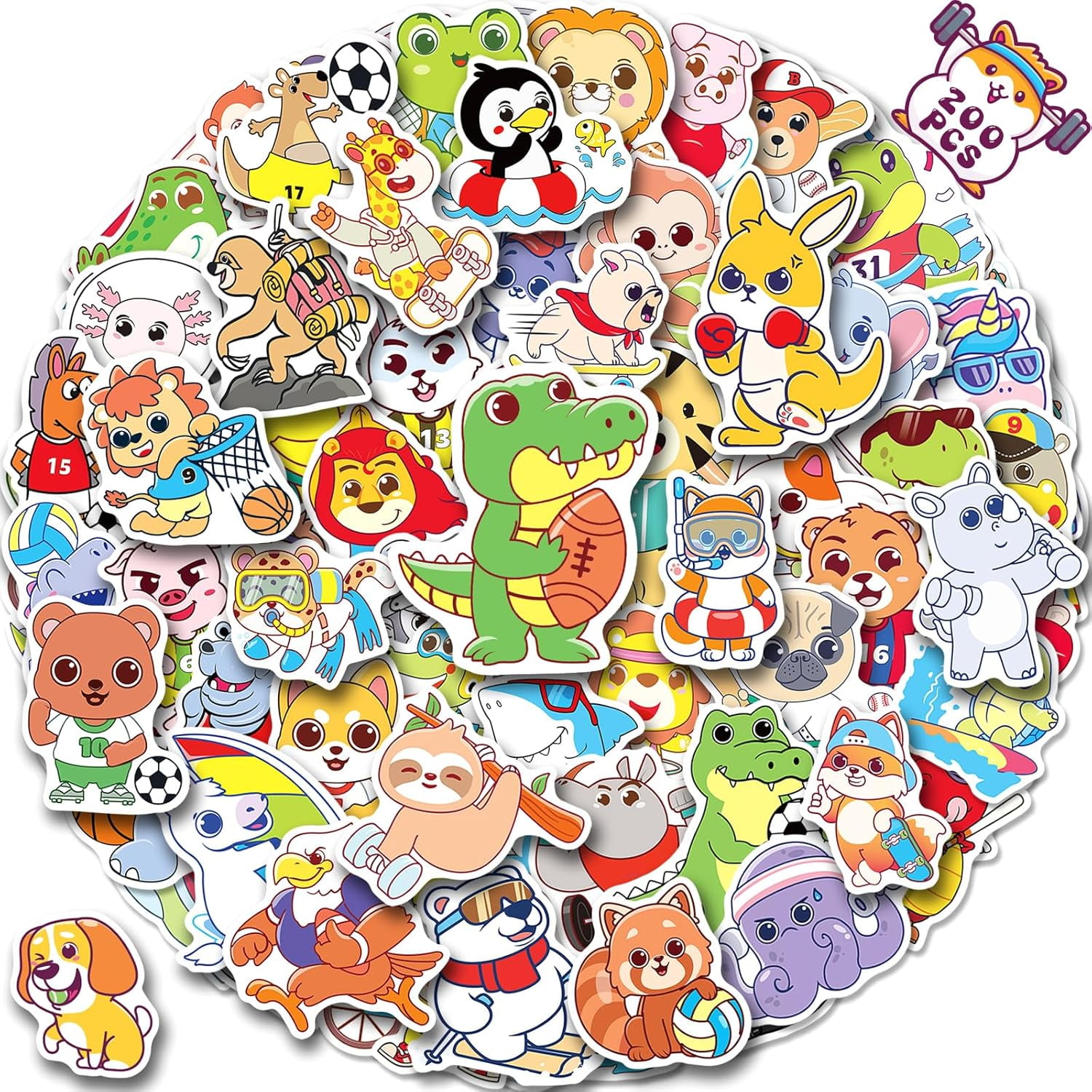 200Pcs Cute Sports Animal Stickers For Kids, Kawaii Animal Stickers For ...