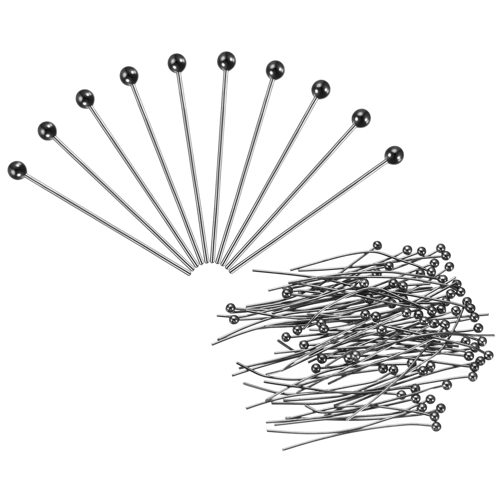 200Pcs Dark Gray Ball Head Pins 20mm Wire Head Pins 24 Gauge Brass Head ...