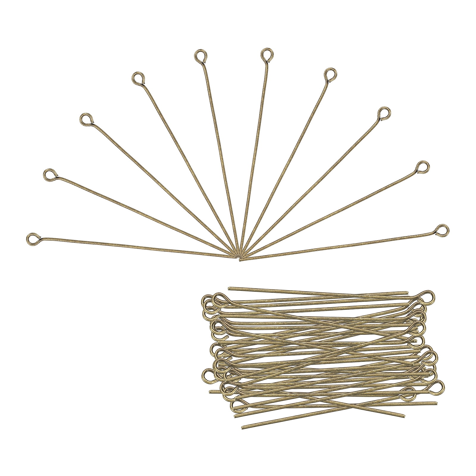 200Pcs Eye Pins Jewelry Findings Eye Pins 50mm Iron Eye Pins for ...