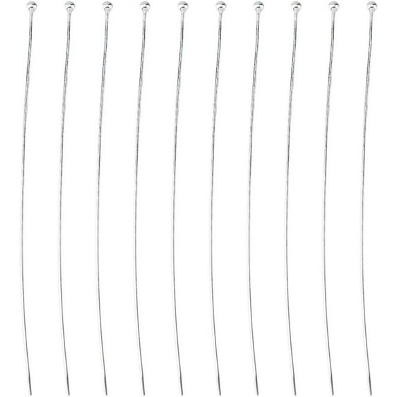 200Pcs Filled Ball Pins Silver Brass End Jewelry Pins 22 Gauge Straigt ...