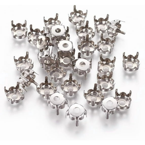 200Pcs Flat Round 201 Stainless Steel Sew on Prong Settings Claw ...