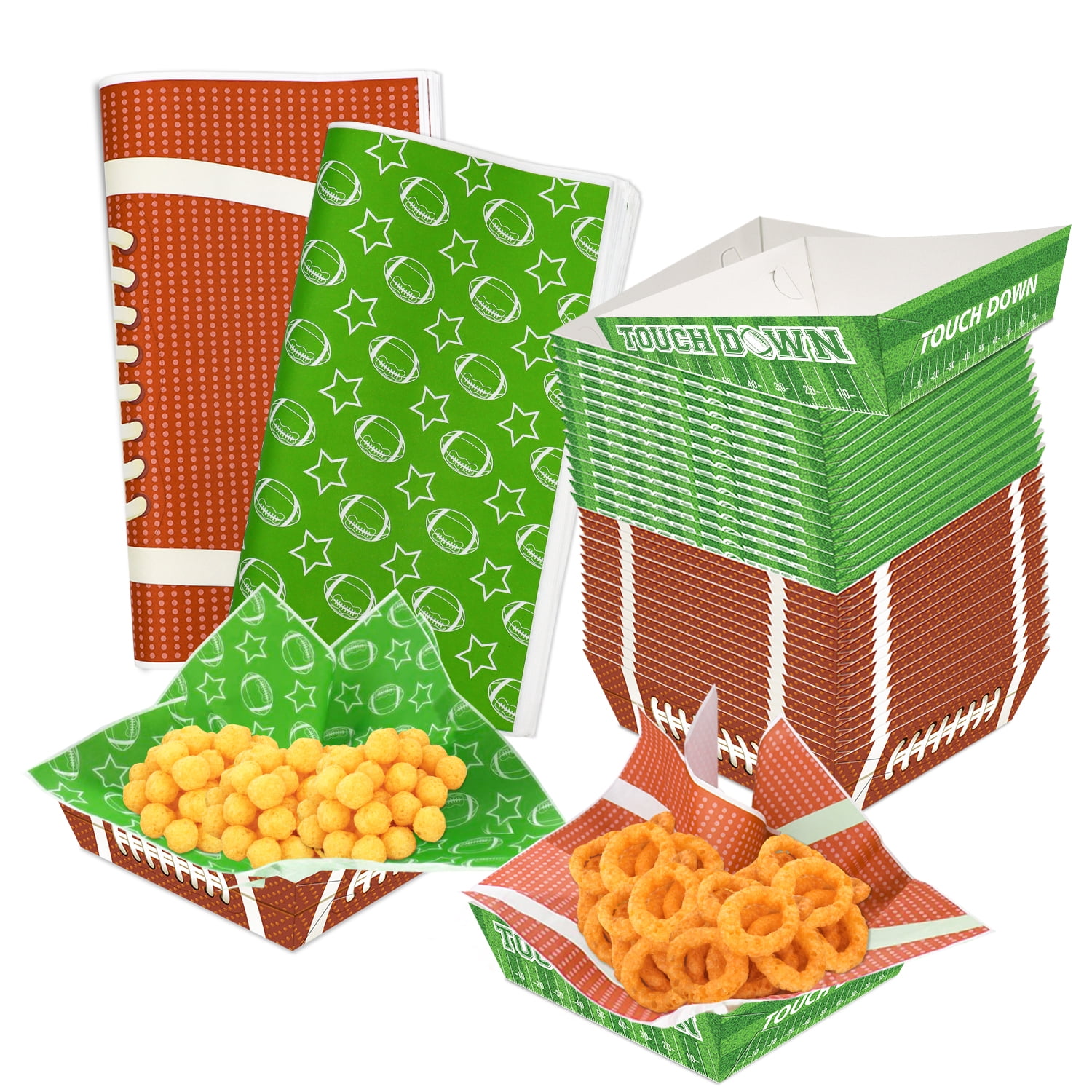200Pcs Football Paper Food Trays Football Bowls Disposable Serving ...