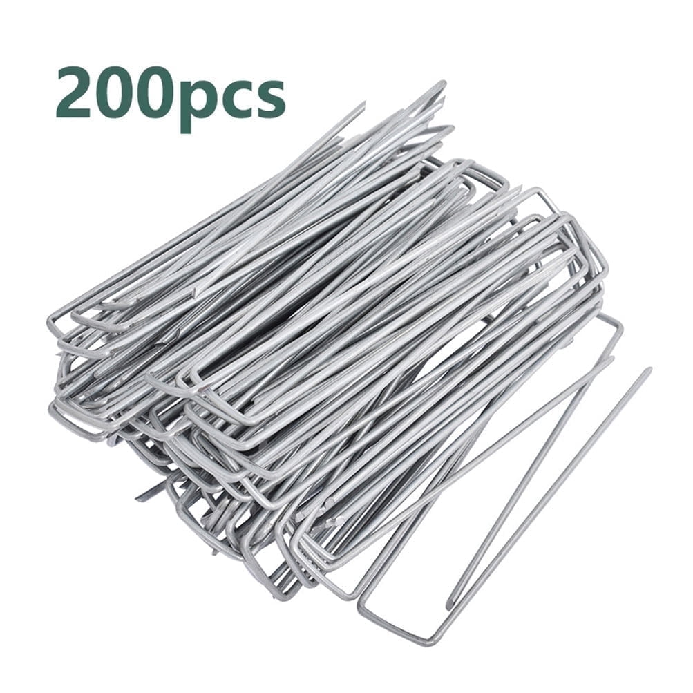 200Pcs Galvanized Garden Staples Landscape Ground Nails Stakes Pins ...