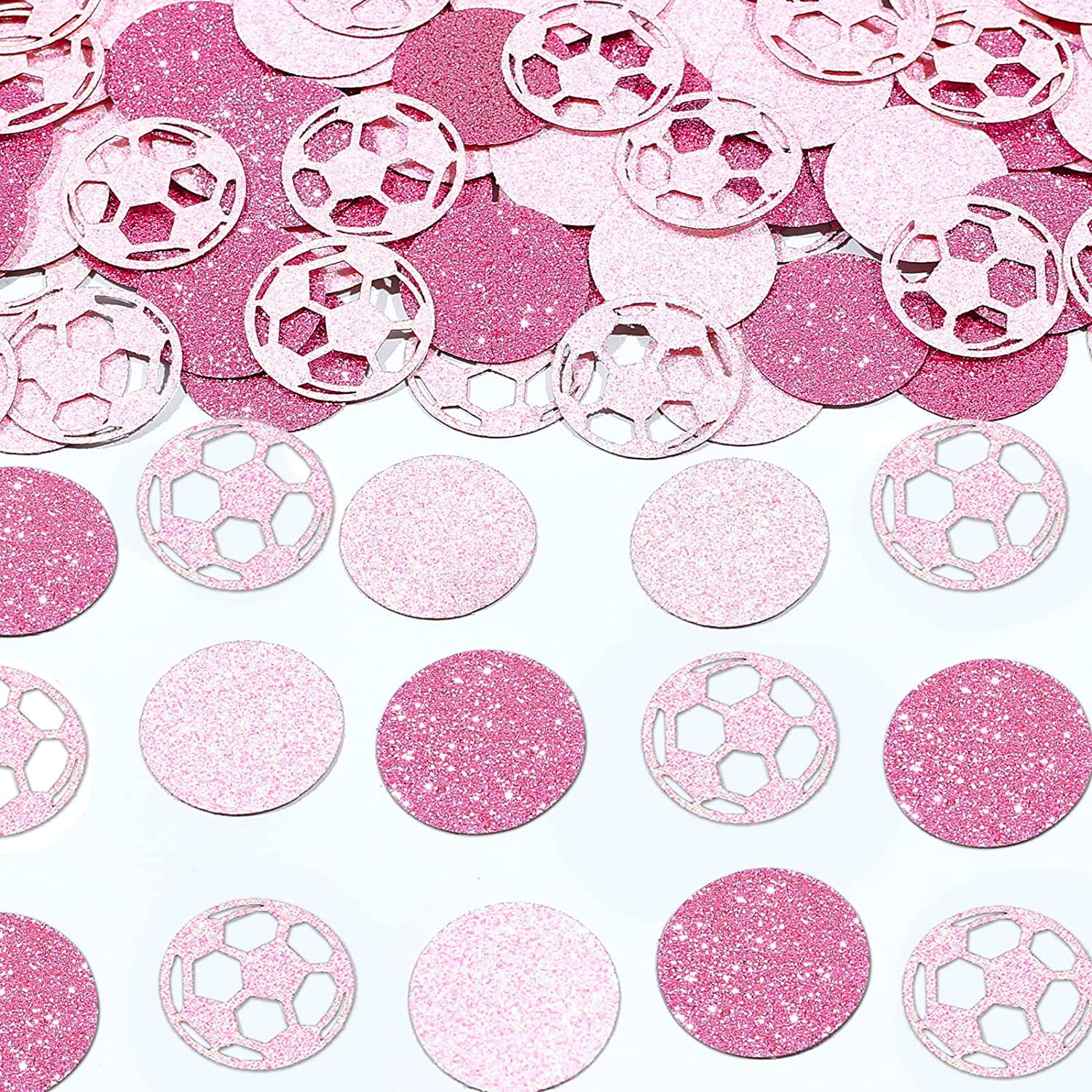 200Pcs Glitter Soccer Confetti Decorations Pink Soccer Confetti for ...