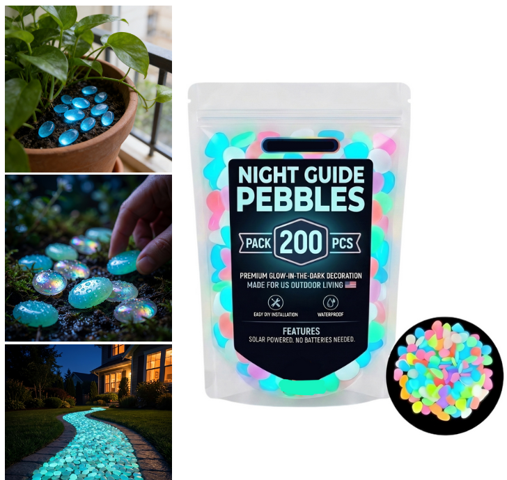 200Pcs Glow in The Dark Garden Pebbles for Walkways and Decor - (200Pcs ...