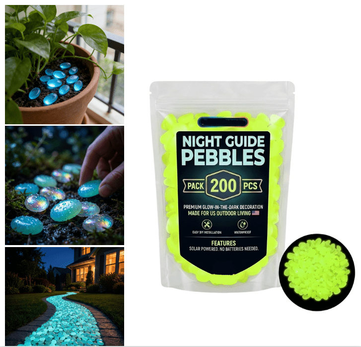 200Pcs Glow in The Dark Garden Pebbles for Walkways and Decor - (200Pcs ...