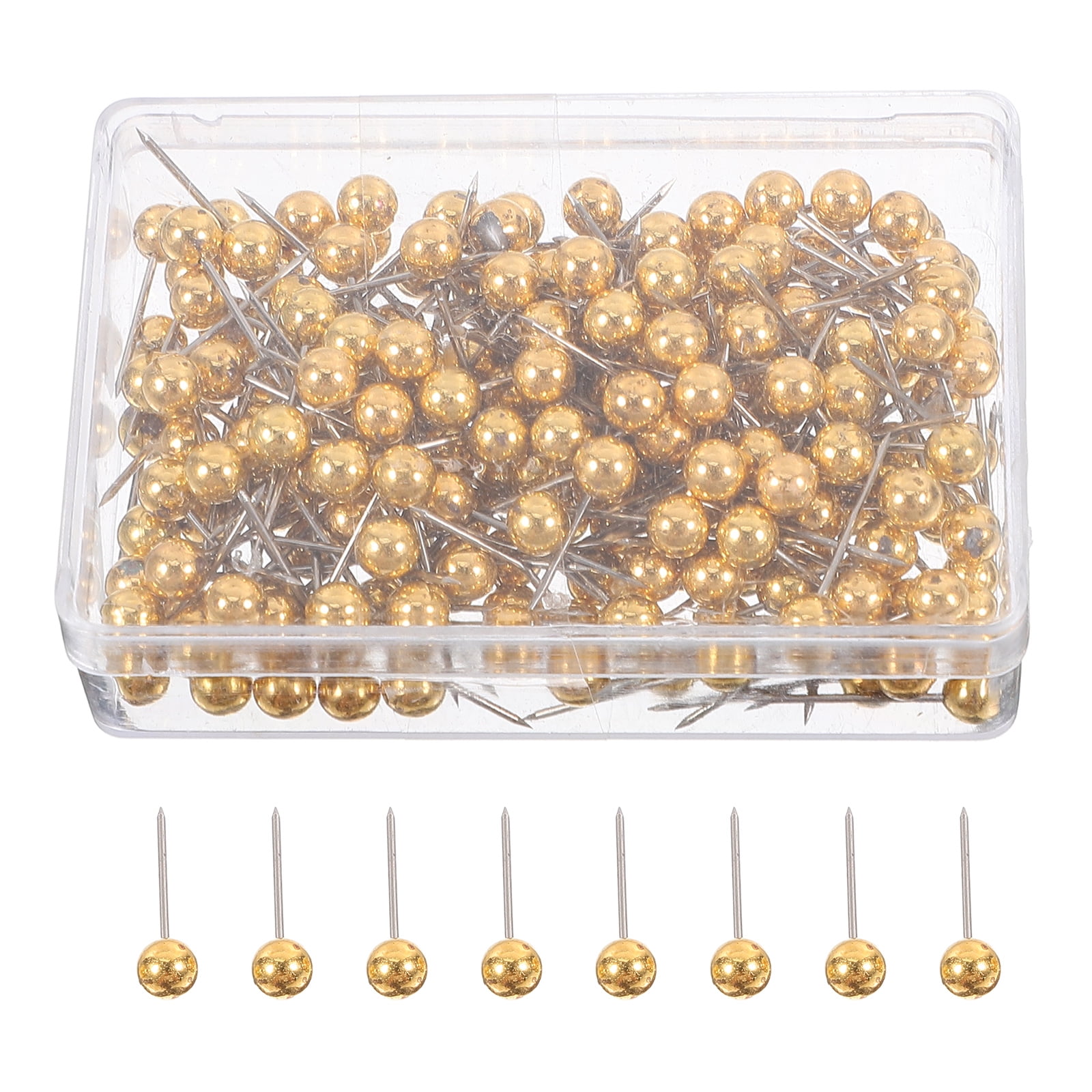 200Pcs Gold Finish Round Ball Push Pins Elegant Metal Decorative Pins ...