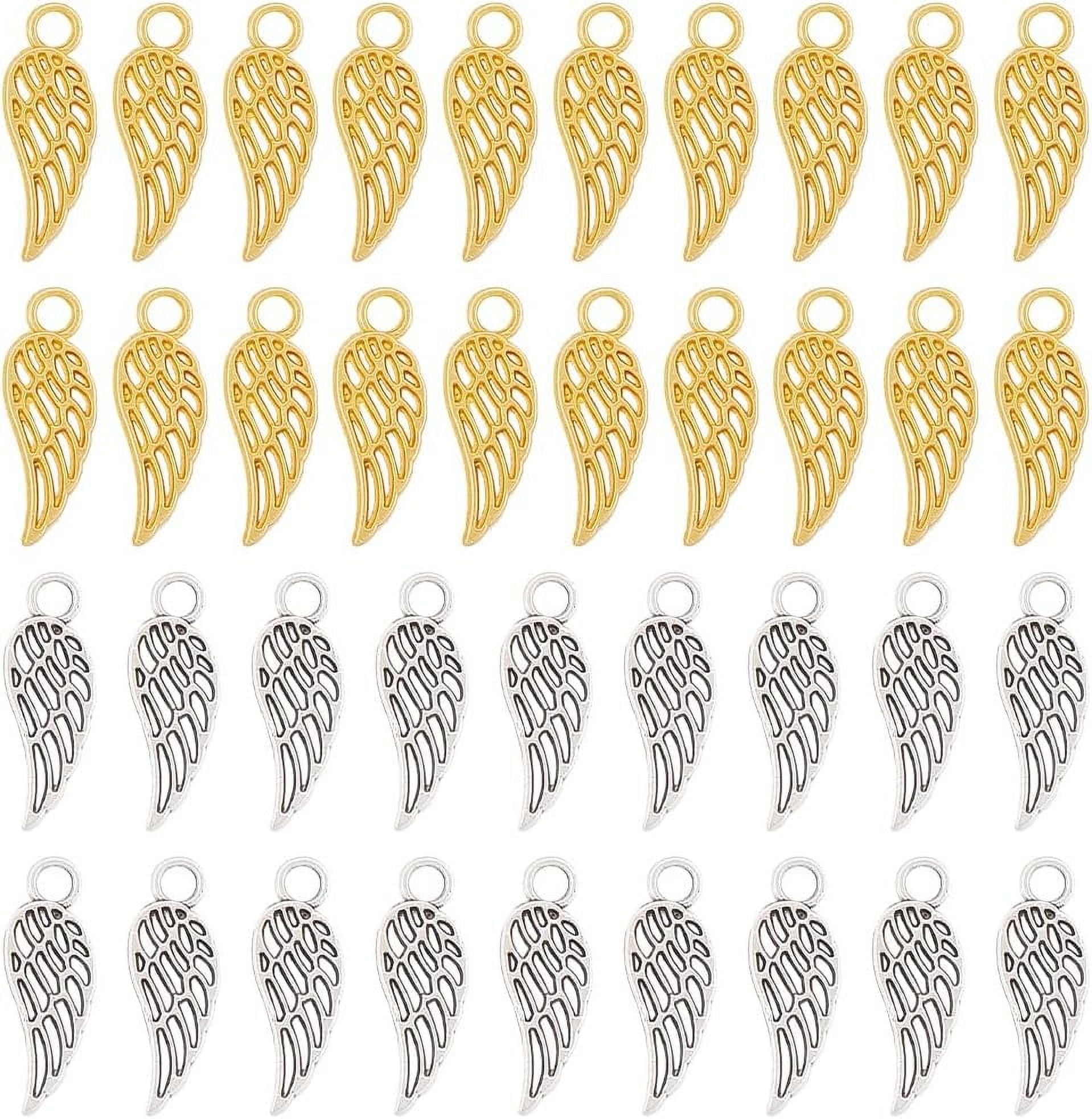 200Pcs Gold & Silver Angel Wing Charms - Alloy Flight Celestial Small ...
