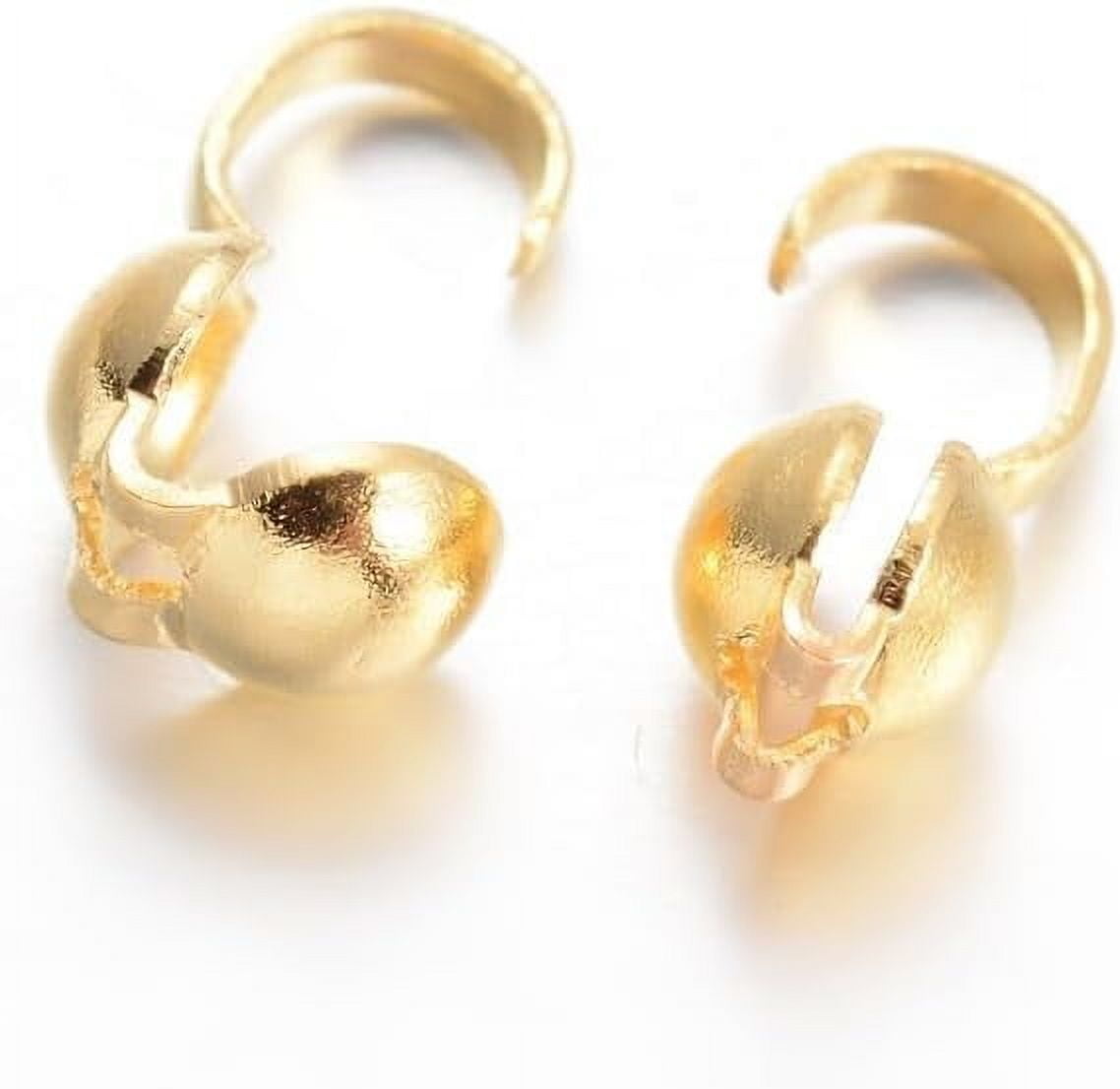 200Pcs Golden Brass Bead Tips Calotte Ends Open Bead Tips Endcaps ...