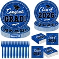 200Pcs Graduation Decorations 2026, Blue Plates and Napkins Party ...