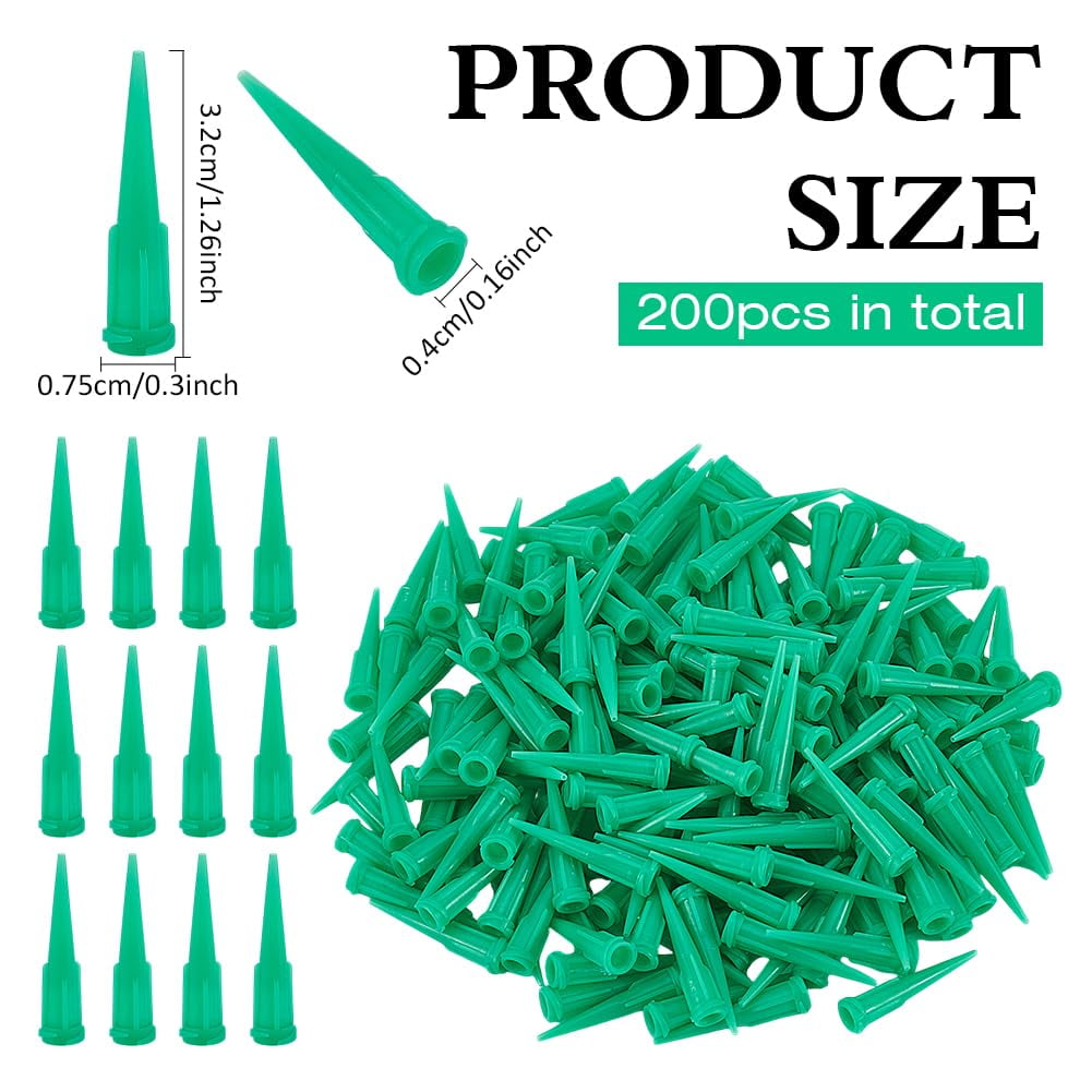 200Pcs Green Plastic Dispensing Needle Tips 18 Gauge Blunt Tip Tapered ...
