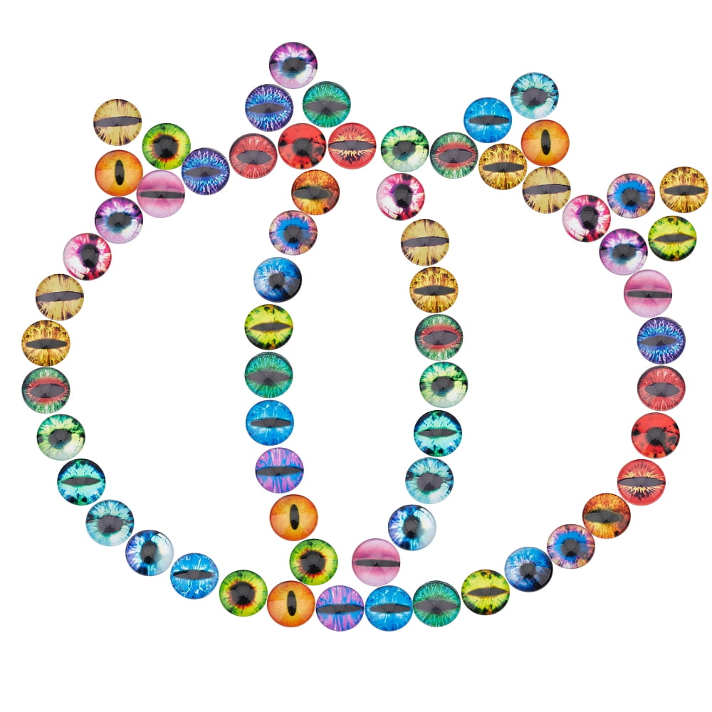 200Pcs Half Round/Dome Dragon Eye Printed Glass Cabochons Mixed Color ...
