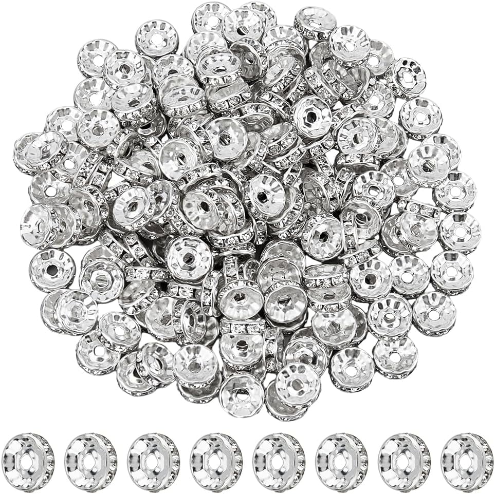 200Pcs Iron Rhinestone Spacer Beads Grade A Flat Round Straight Edge ...